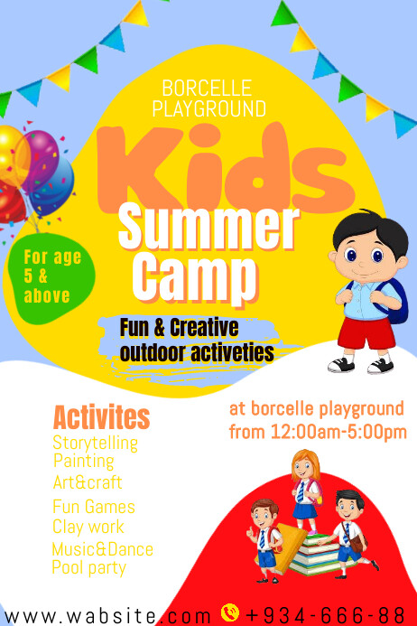 Kids Summer Camp Poster Flyer Template | PosterMyWall