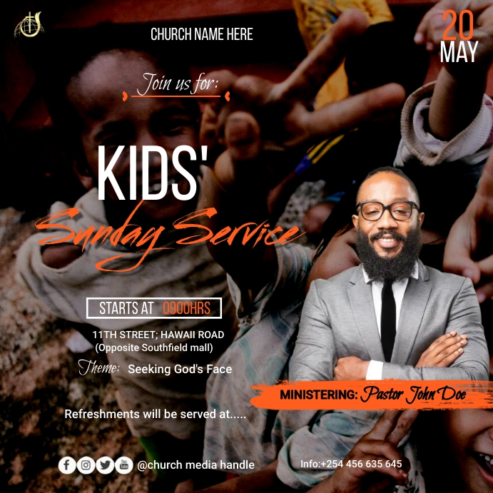 Plantilla de Servicio Dominical para Niños | PosterMyWall