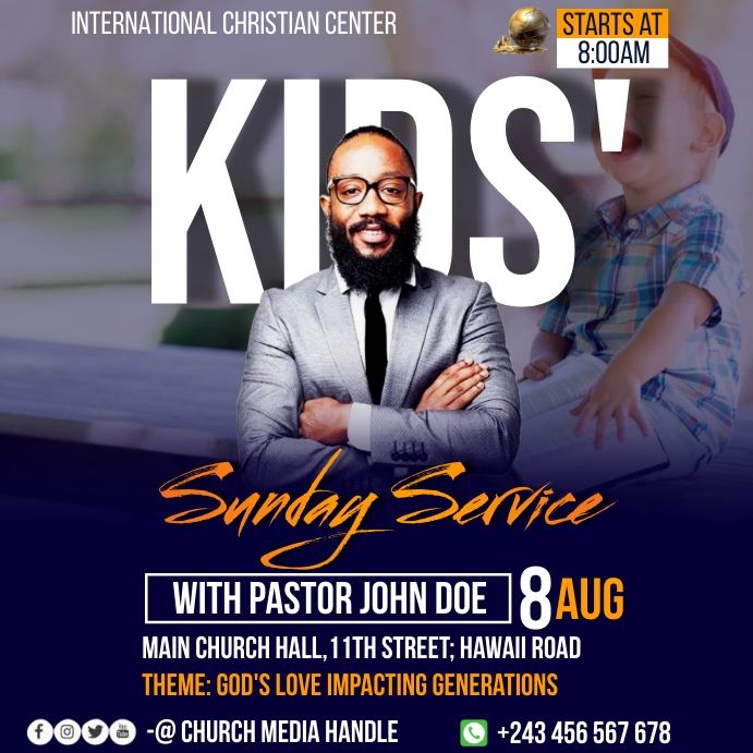 Plantilla de Servicio Dominical para Niños | PosterMyWall