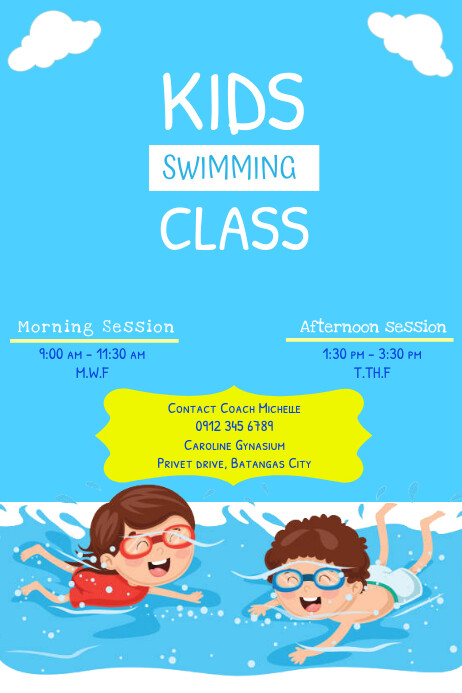 Kids Swimming Class/Tutorial Template | PosterMyWall