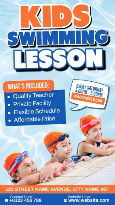 Kids Swimming Lesson Ads Template | PosterMyWall