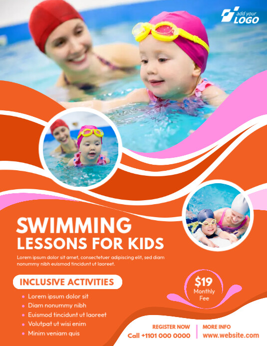 Kids Swimming Lessons Flyer Template | PosterMyWall
