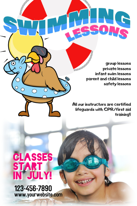 kids swimming lessons flyer template | PosterMyWall