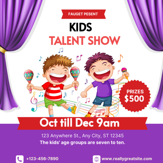 Kids talent show,, kids concert, kids talent movies Template | PosterMyWall