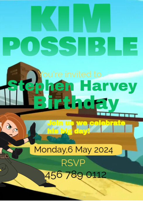 Kim Possible | Birthday Invitation Template | PosterMyWall
