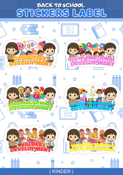 kinder Back-to-School Subject Stickers เทมเพลต | PosterMyWall