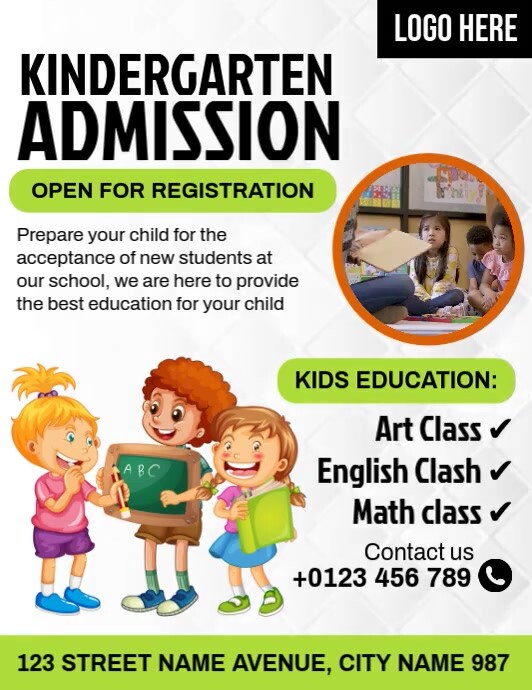 Kindergarten Admission Template | PosterMyWall