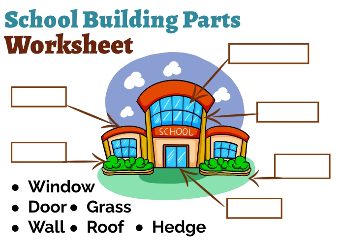 Kindergarten Building Parts Worksheet Template | PosterMyWall