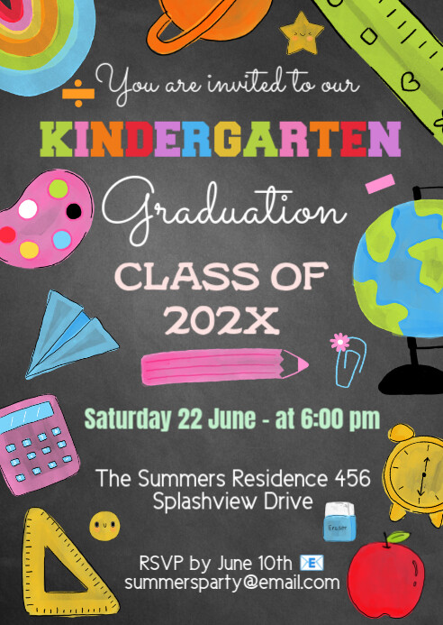 Kindergarten Graduation Invitation Template | PosterMyWall