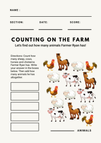 Yellow Kindergarten Math Counting Worksheet Template | PosterMyWall