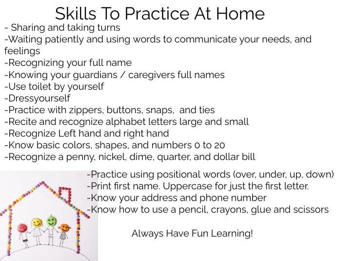 Kindergarten Readiness - Skills To Practice Template | PosterMyWall