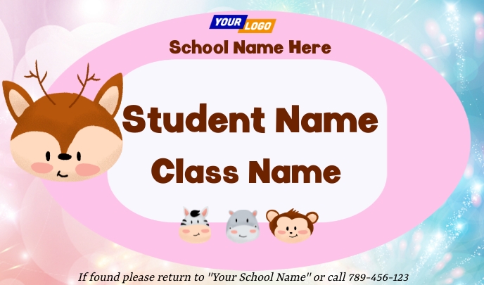 Kindergarten student name tag design Template | PosterMyWall