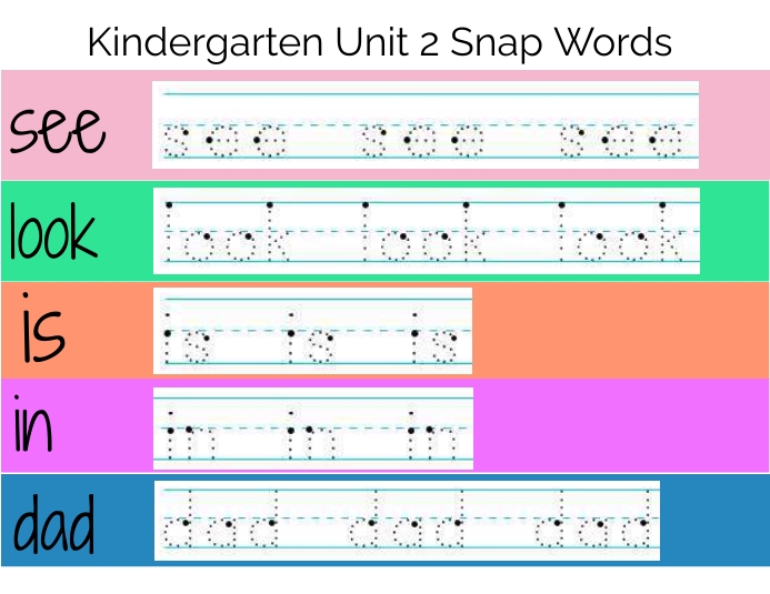 Copy of Kindergarten Unit 2 Snap Words (2) | PosterMyWall