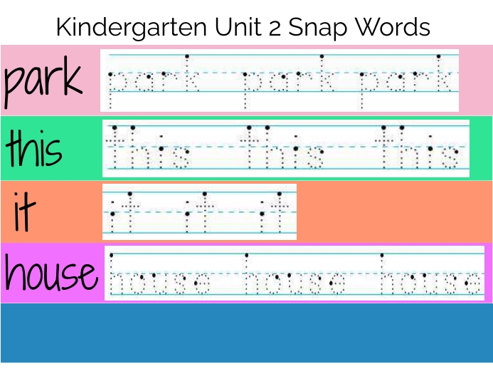Kindergarten Unit 2 Snap Words (3) Template | PosterMyWall