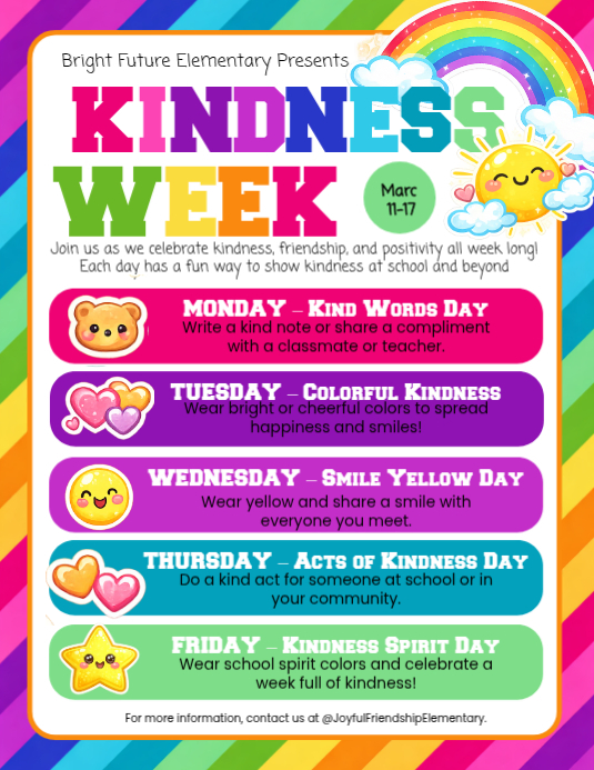Kindness Spirit Week Flyer Template | PosterMyWall