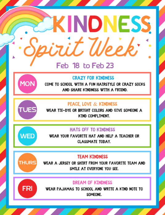 Plantilla de Kindness Spirit Week Flyer | PosterMyWall