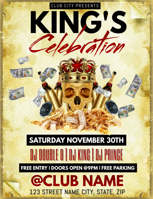 Copy of KING'S CELEBRATION CLUB FLYER TEMPLATE | PosterMyWall