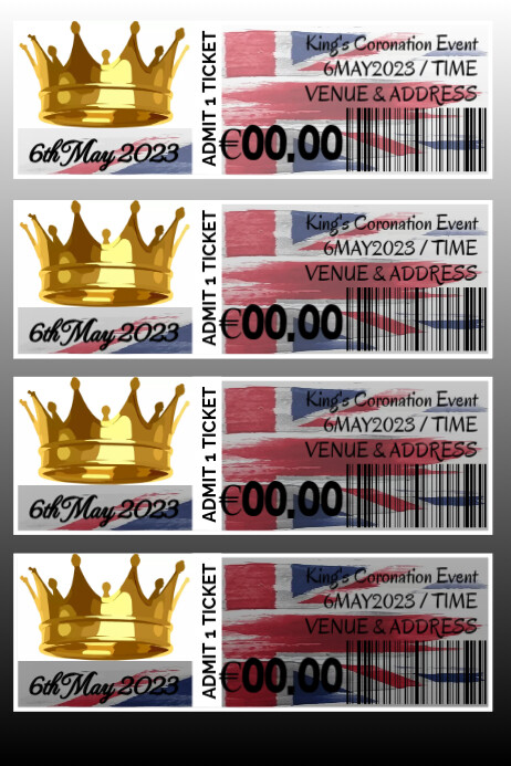 King's Coronation Event Ticket Template | PosterMyWall