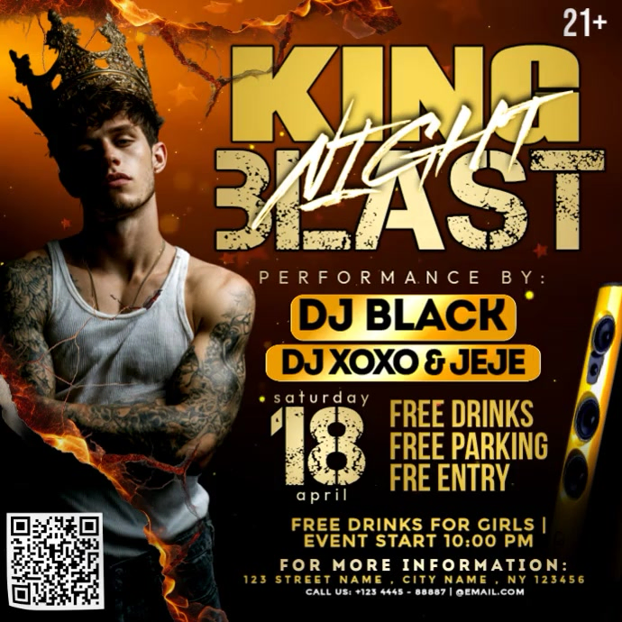 King Night Blast Ultimate Party Vibes Template | PosterMyWall