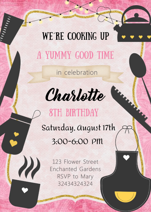 Kitchen Cooking Birthday Invitation Template | PosterMyWall