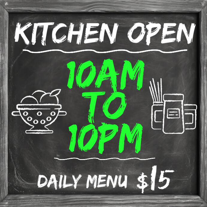 Copy of Kitchen Open Sign | PosterMyWall