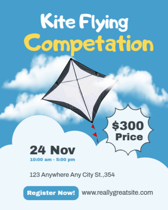 Kite Flying Competition Poster Template – Outdoor Festival & Family ...