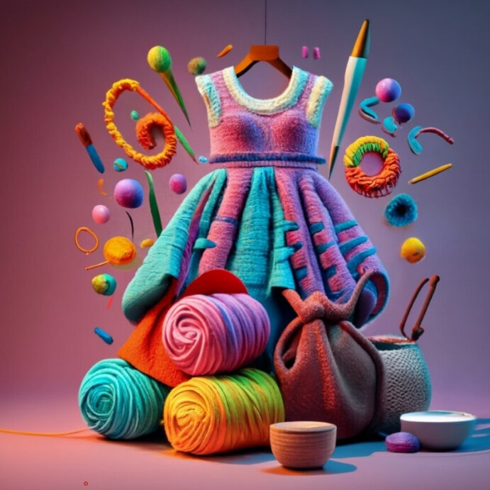 Knitting wool and design template | PosterMyWall