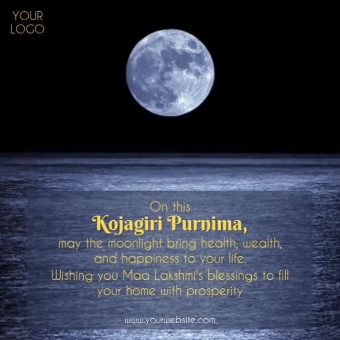Kojagiri Purnima Full Moon Greetings Social Media Post Template ...