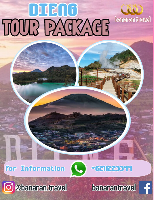 Kolase Tour Package Dieng Indonesia Pamflet ( Templat | PosterMyWall
