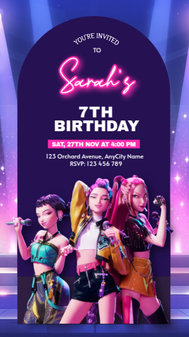 kpop demon hunters birthday invitation Template | PosterMyWall