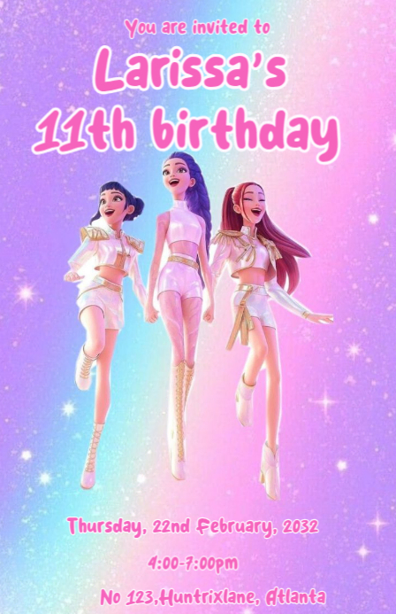 Kpop demon hunters birthday invitation Modelo | PosterMyWall