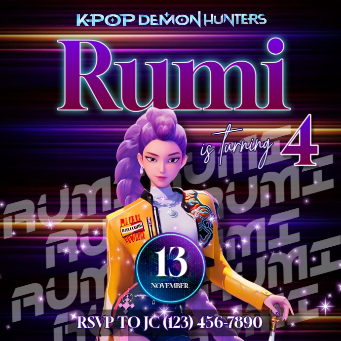 Kpop Demon Hunters Birthday Invitation Template | PosterMyWall