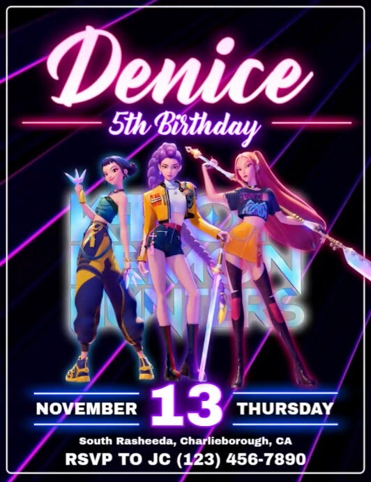 Kpop Demon Hunters Birthday Invitation Video Template | PosterMyWall