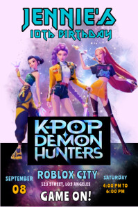Editable KPop Demon Hunters Birthday Invitation Template | PosterMyWall