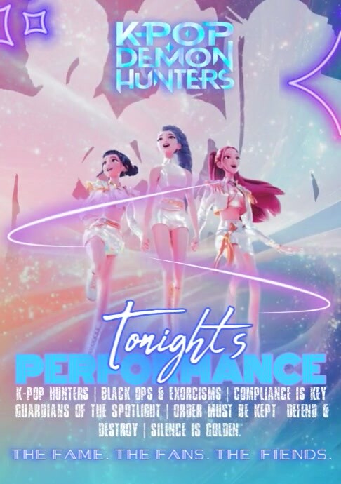 KPOP Demon Hunters: Tonight's Performance Template | PosterMyWall