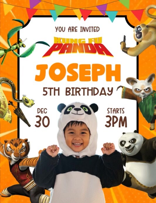 Kung Fu Panda Theme Birthday Invitation Template | PosterMyWall
