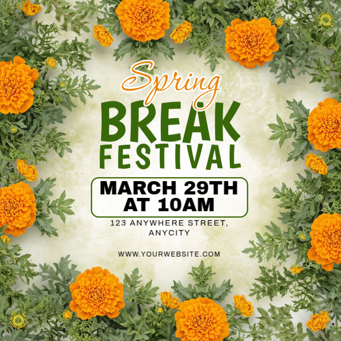 Kuning Floral Spring Break Festival Pos Instagram Modelo | PosterMyWall