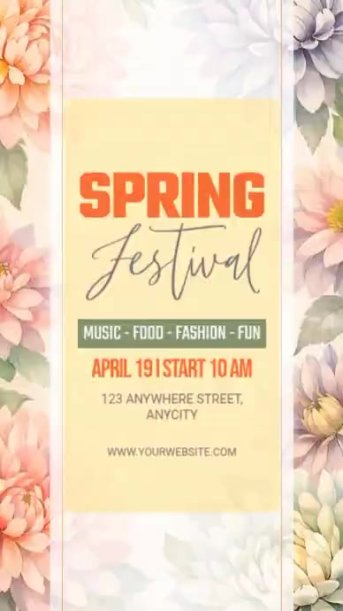 Kuning Floral Spring Festival Reel Instagram Video Template | PosterMyWall