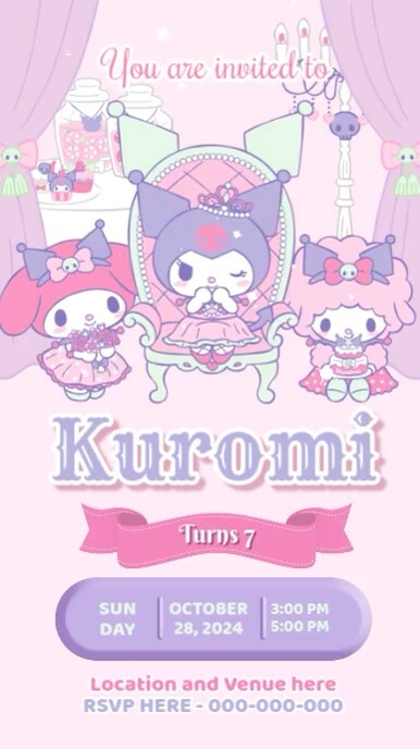 kuromi birthday invitation Template | PosterMyWall