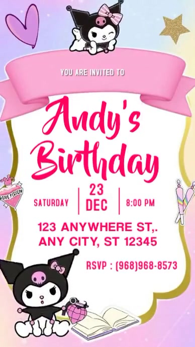 Kuromi Birthday Invitation Template | PosterMyWall