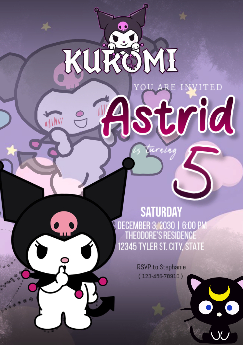 kuromi birthday invitation Template | PosterMyWall