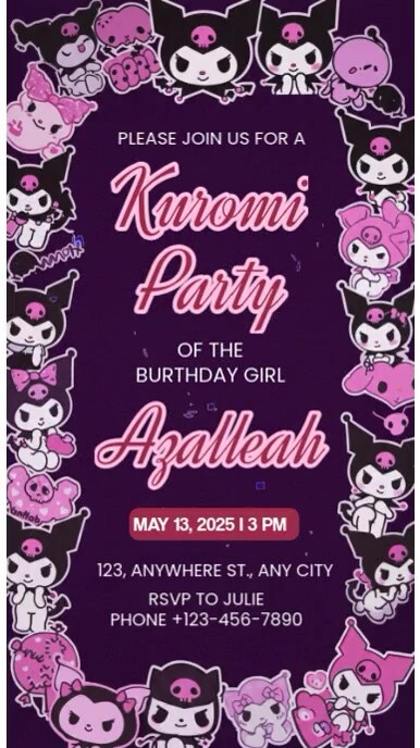 Kuromi Birthday Party Invitation Template | PosterMyWall