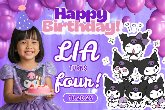 Kuromi Birthday Template Ithempulethi | PosterMyWall