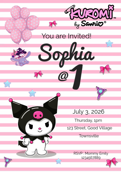 Kuromi Invitation Template | PosterMyWall