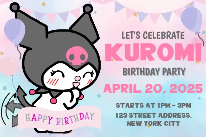 Plantilla de Kuromi Theme Birthday Poster | PosterMyWall