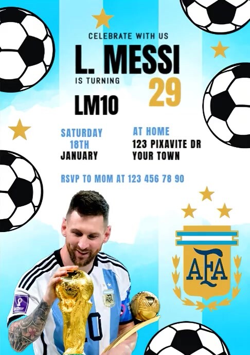 L. Messi Birthday Invitation Template | PosterMyWall