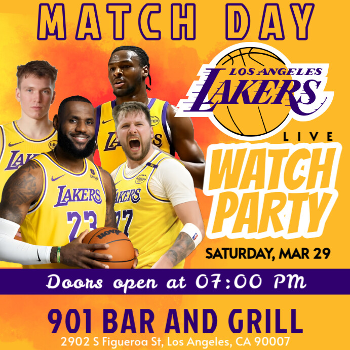 LA Lakers Live NBA match Watch Party Instagram Post Template | PosterMyWall