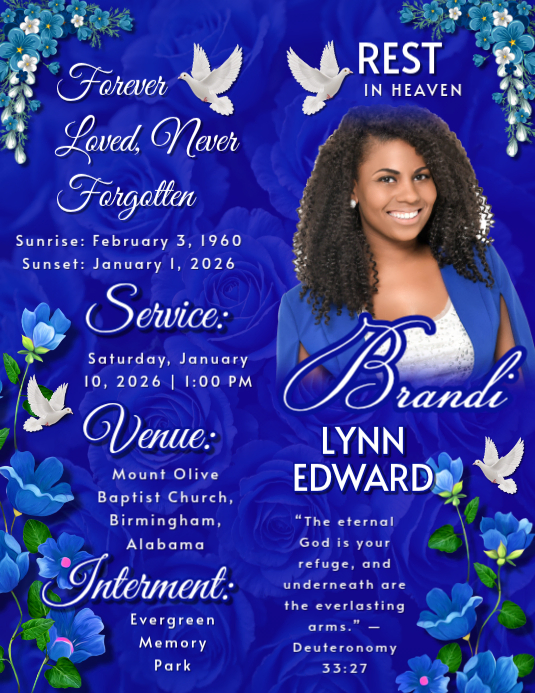 La Rosa- Blue Rose Funeral Invitation Template| Memorial Announcement ...