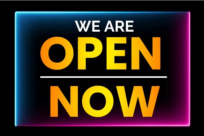 label open now neon video flyer Template | PosterMyWall