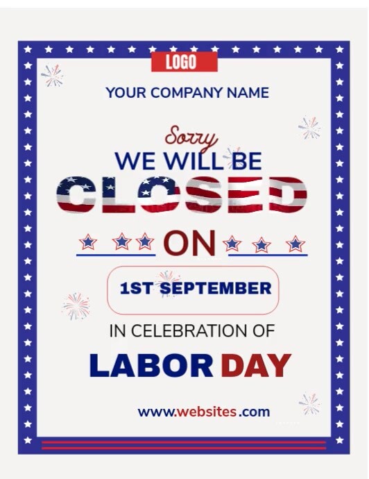 Labor Day Business Closure Announcement Template | PosterMyWall
